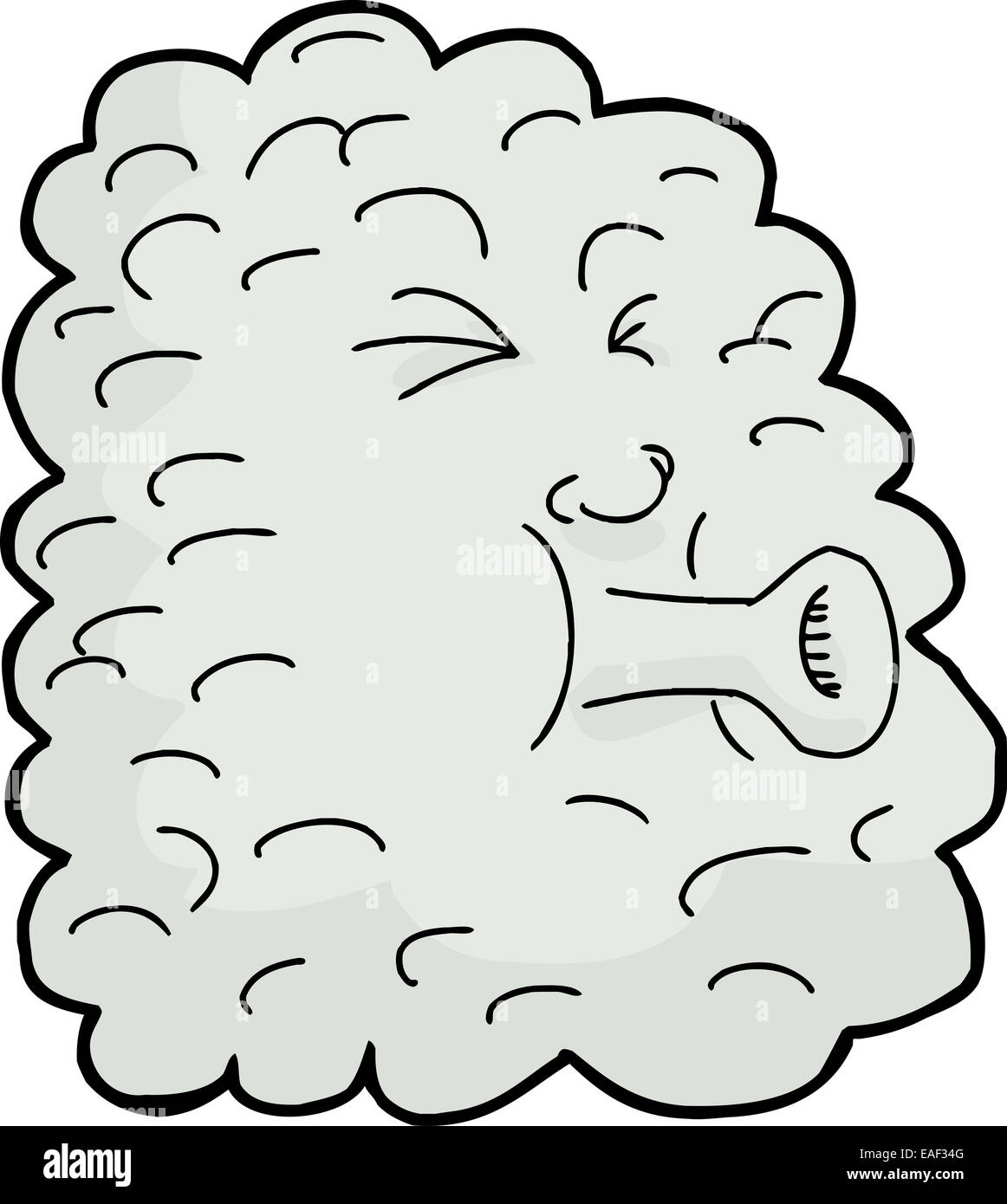 Isolated anthropomorphic wind cloud over white background Stock Photo ...