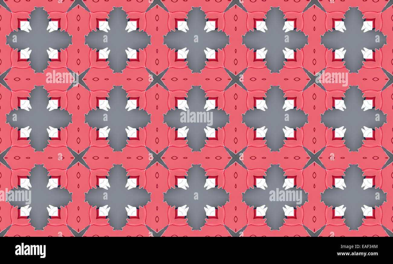 red Ethnic pattern. Abstract kaleidoscope fabric design Stock Photo - Alamy