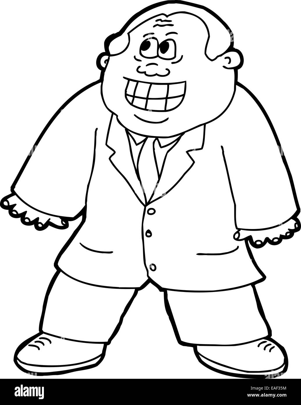 Smiling single businessman cartoon on white background Stock Photo - Alamy