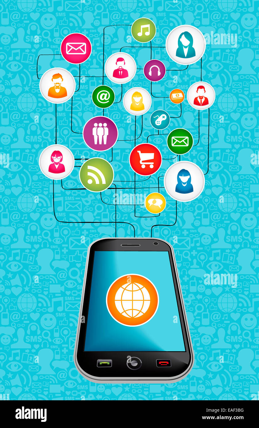 Mobile phone network communication concept. EPS10 vector file with ...