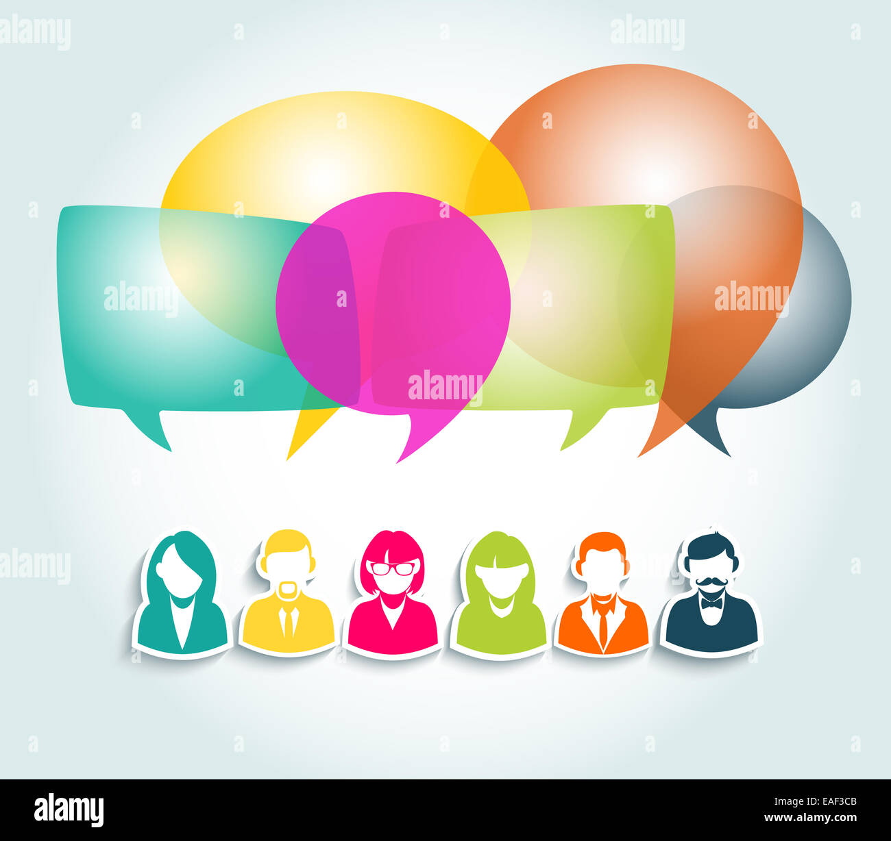 Colorful social media people group. Chat and forum concept illustration ...