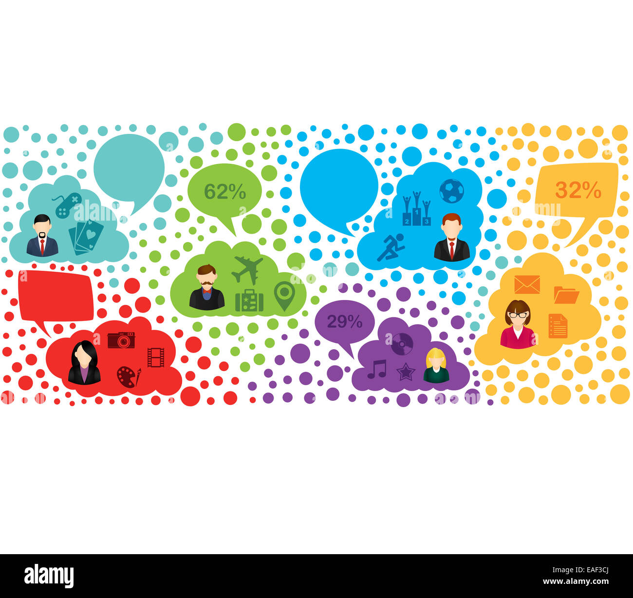 Colorful Social media network team work banner infographic concept ...