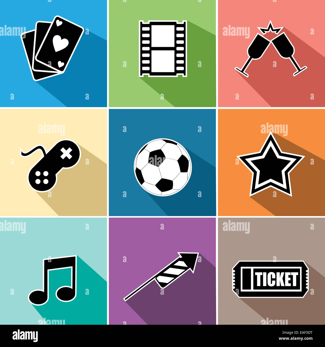 Set of flat design concept icons for entertainment. Elements for web ...