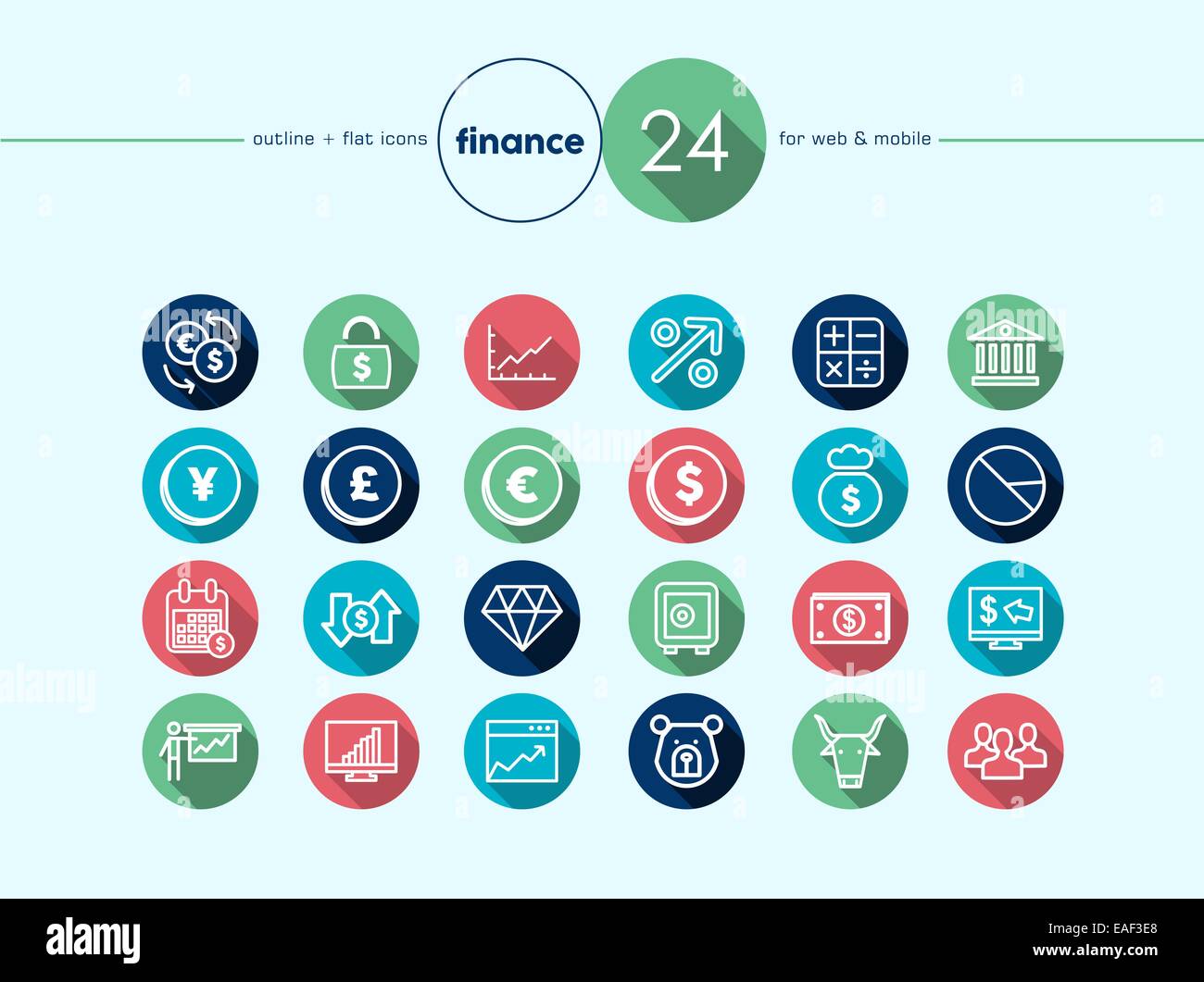 Finance colorful flat icons set for web and mobile app. Financial ...