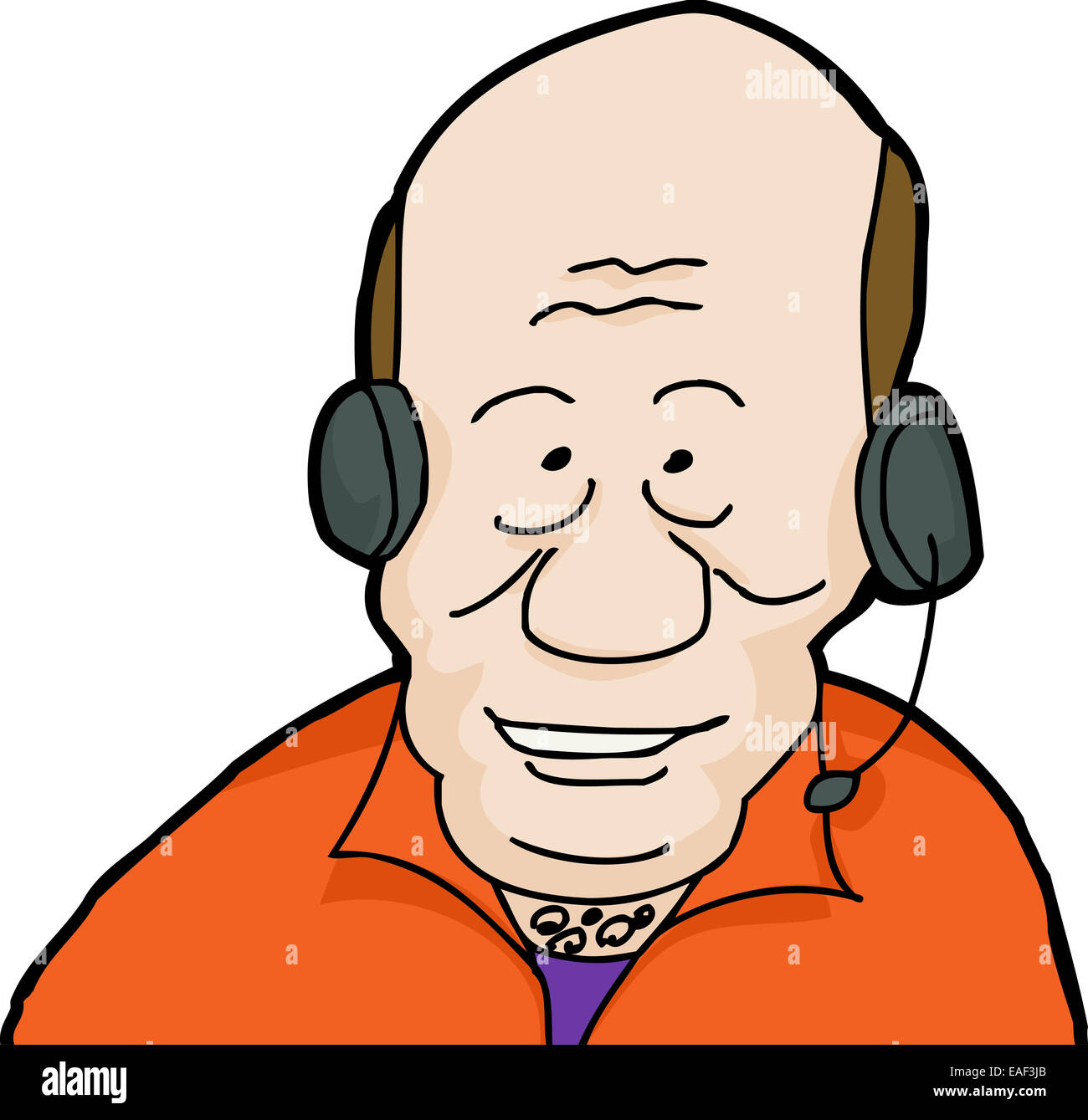 Cheerful male customer service representative cartoon over white Stock ...