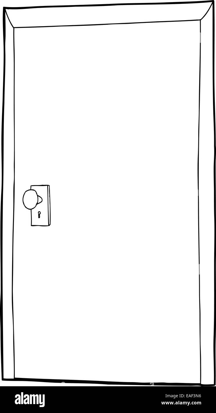 Single outlined door isolated over white background Stock Photo - Alamy