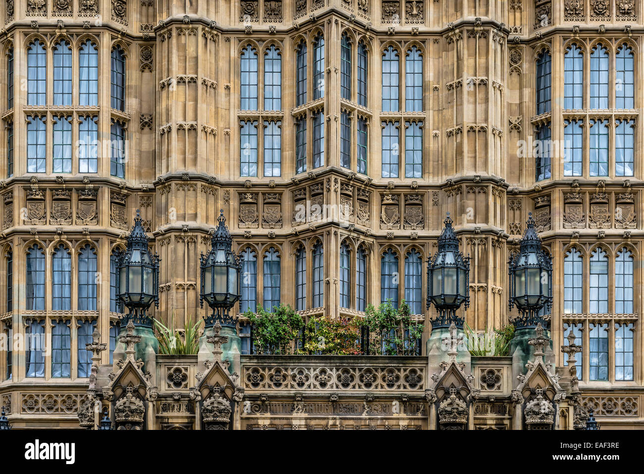 Gothic style facade of the Houses of Parliament, London, UK Stock Photo ...