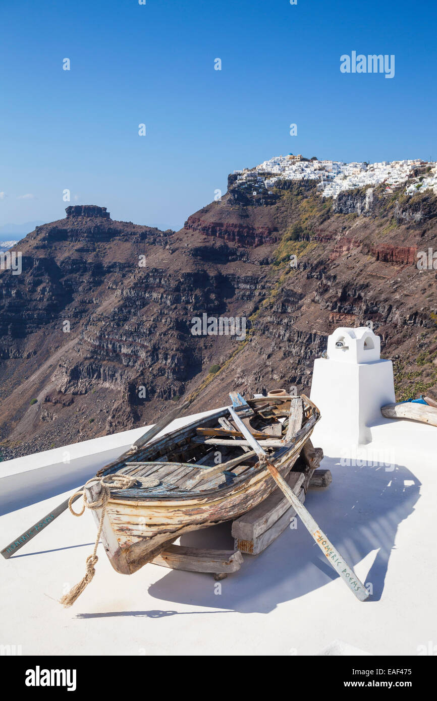 Traditional Greek Rowing Boat, Firostefani, Fira, Santorini, Thira ...
