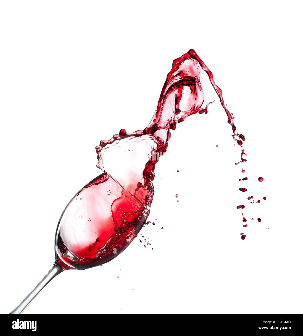 Red wine splashing from glass, isolated on white background Stock Photo ...