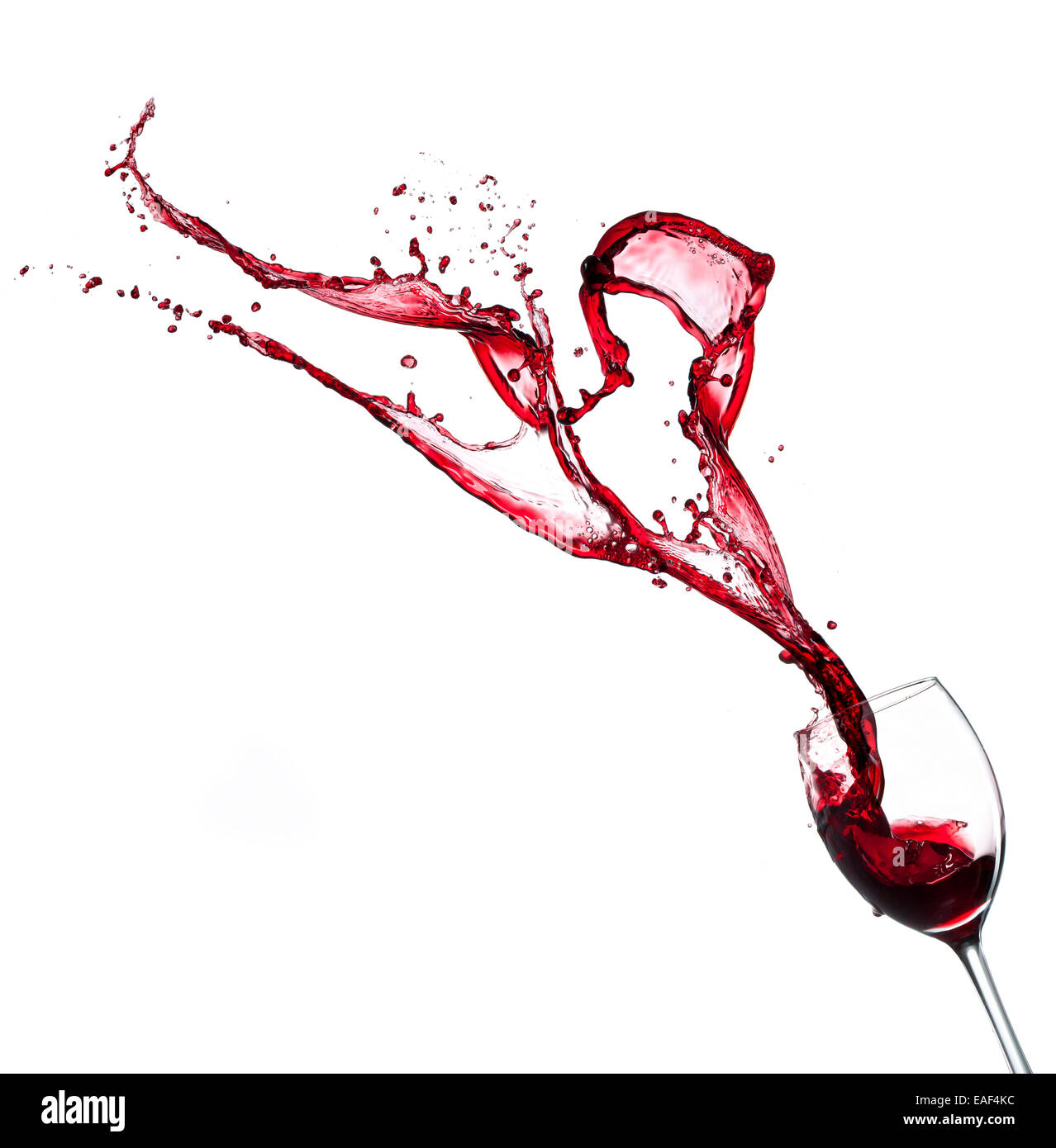 Red wine splashing from glass, isolated on white background Stock Photo ...