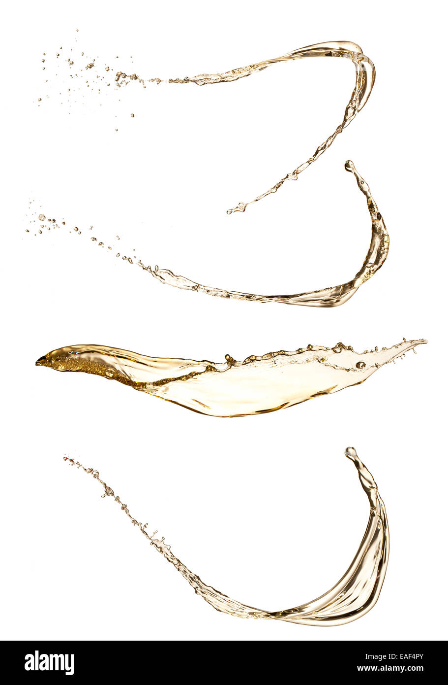Collection of white wine splashes isolated on white background Stock ...