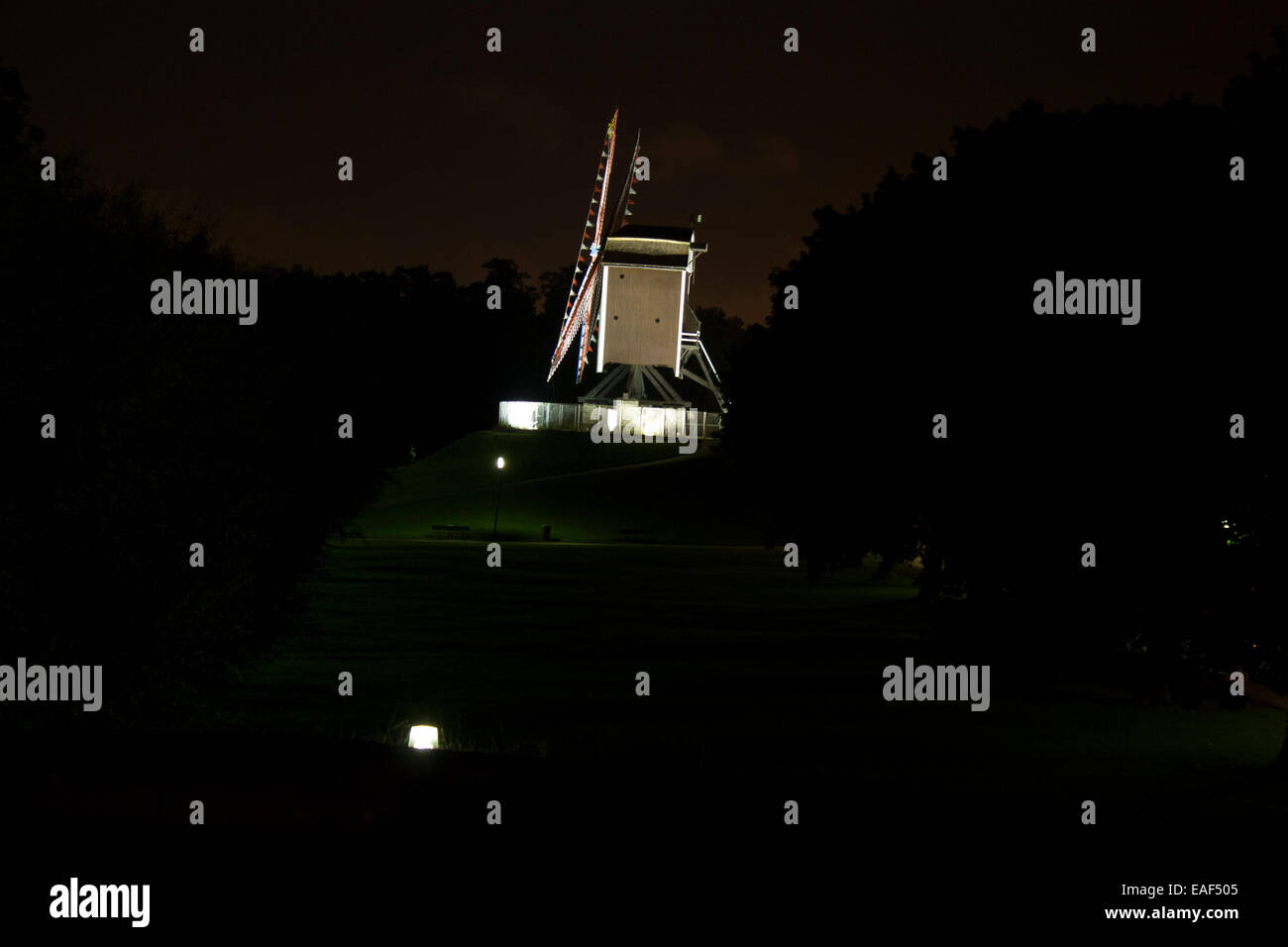 Windmill at Night Stock Photo - Alamy