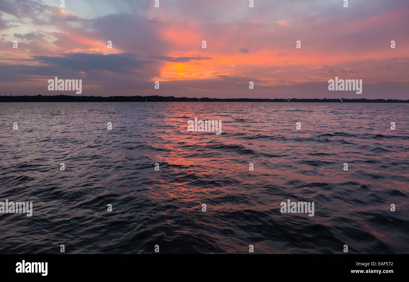 Beautiful sunset over lake in Poland Stock Photo - Alamy