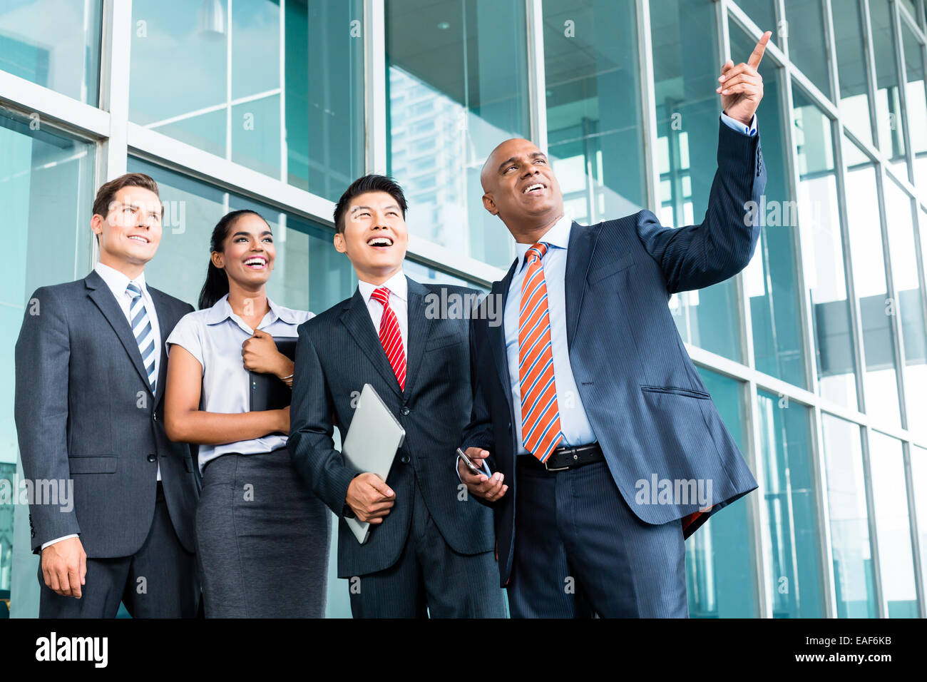 Indian Leader explaining his vision giving outlook to his business team ...