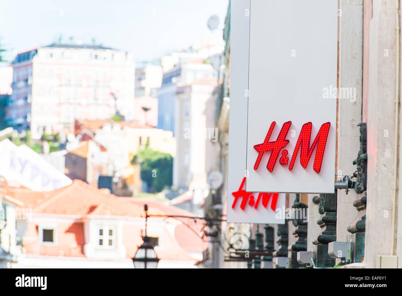 H&M store sign in Lisbon, Portugal Stock Photo - Alamy