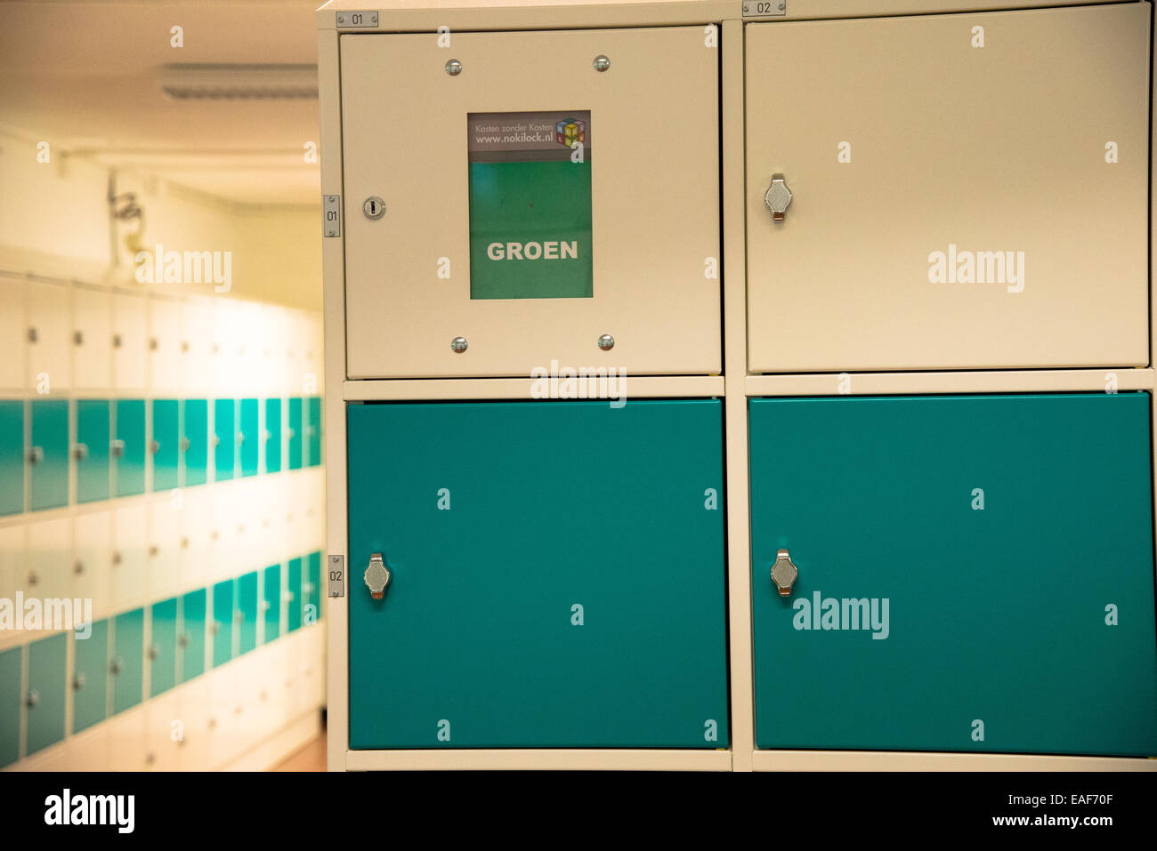 rows of automatic lockers at school Stock Photo - Alamy