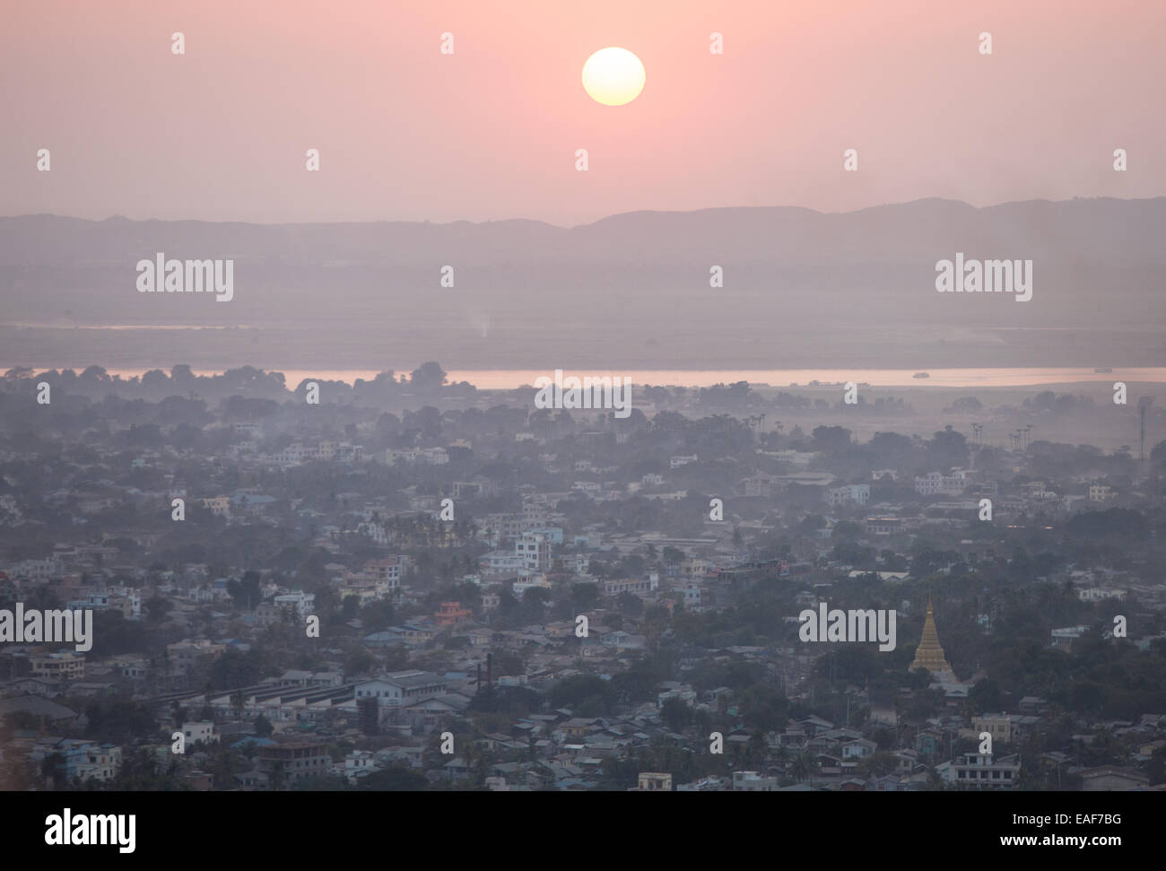 view at sunset from Mandalay Hill, Mandalay, Myanmar,Burma,South East ...