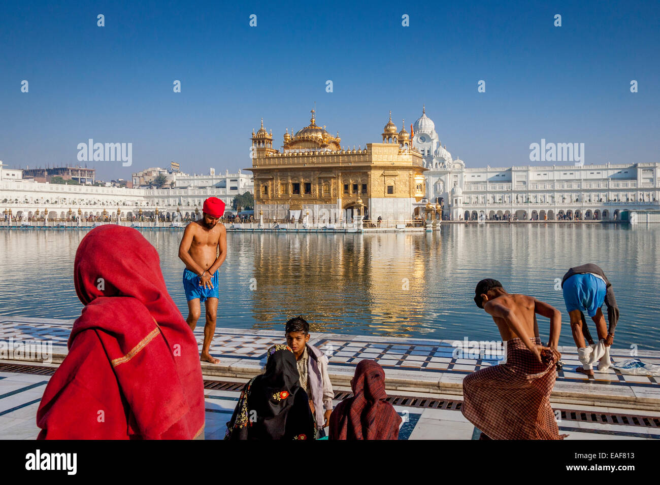 Sikhs Preparing To Bathe In The Sarovar, The Golden Temple of Amritsar ...