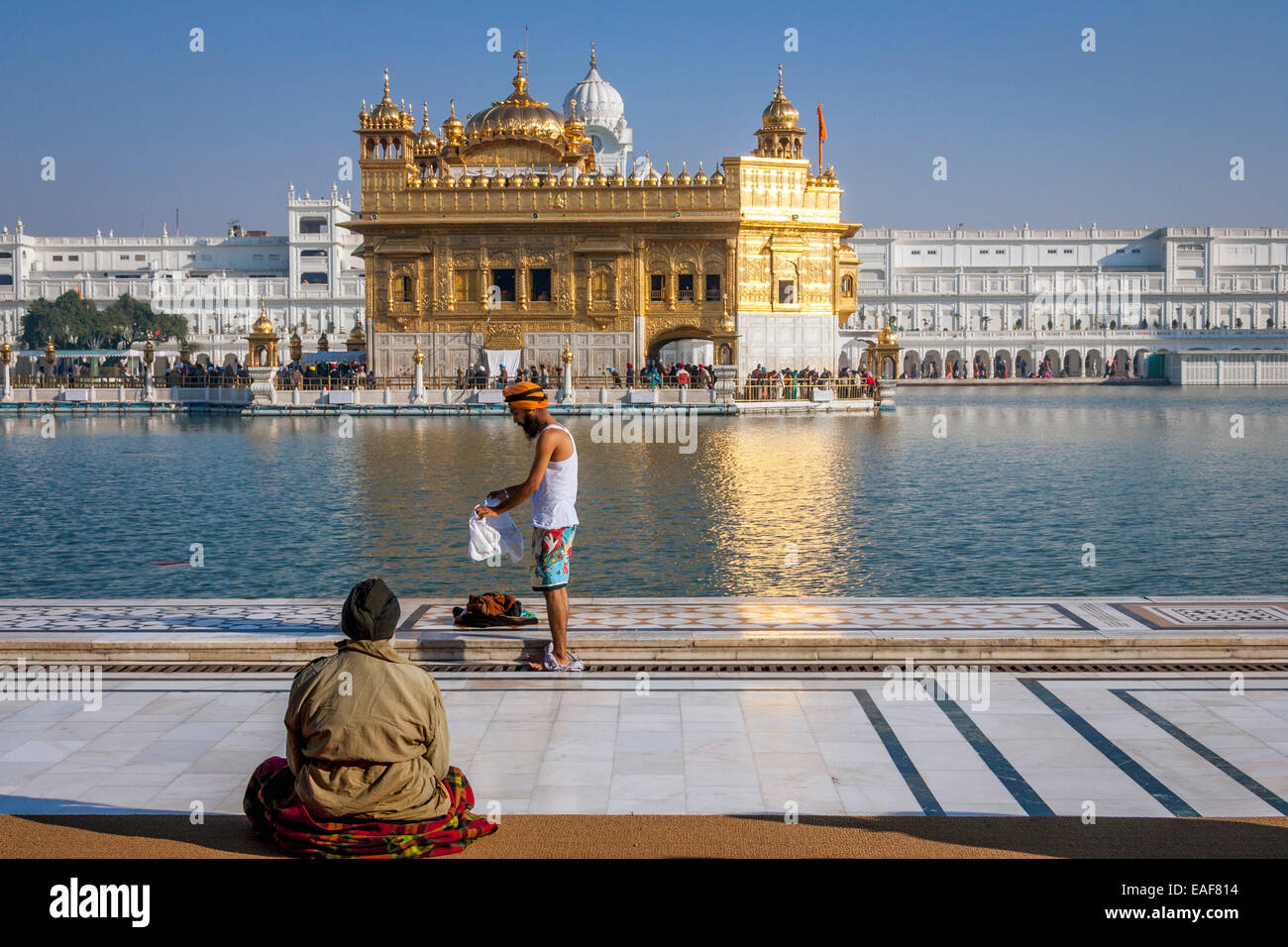 Sikhs Preparing To Bathe In The Sarovar, The Golden Temple of Amritsar ...