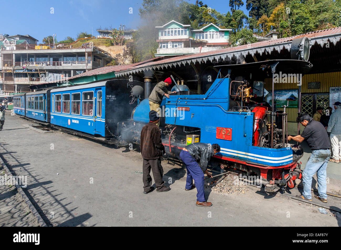 The Darjeeling Himalayan Railway (aka The Toy Train) Being Prepared At ...