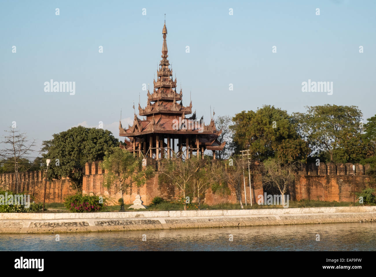 Royal Palace tower and moat. Mandalay,Burma,Myanmar,Asia,South East ...