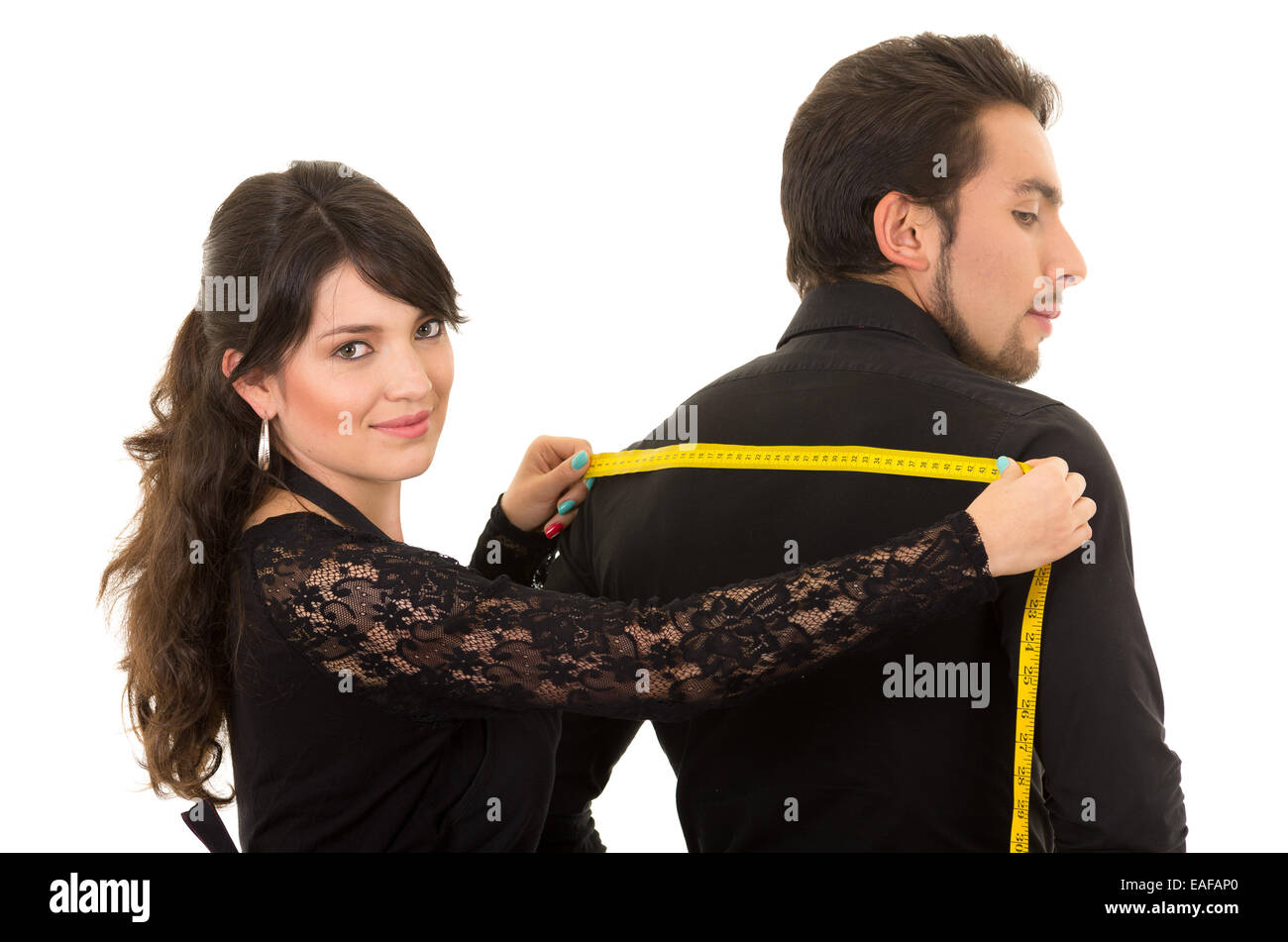 Woman measures cloth hi-res stock photography and images - Alamy