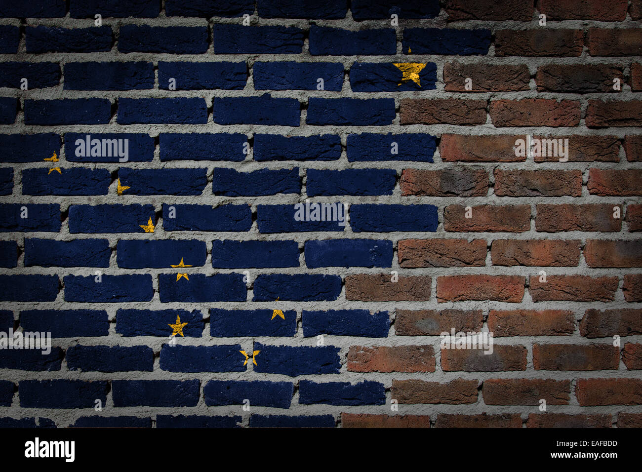 Very old dark red brick wall texture with flag - Alaska Stock Photo - Alamy