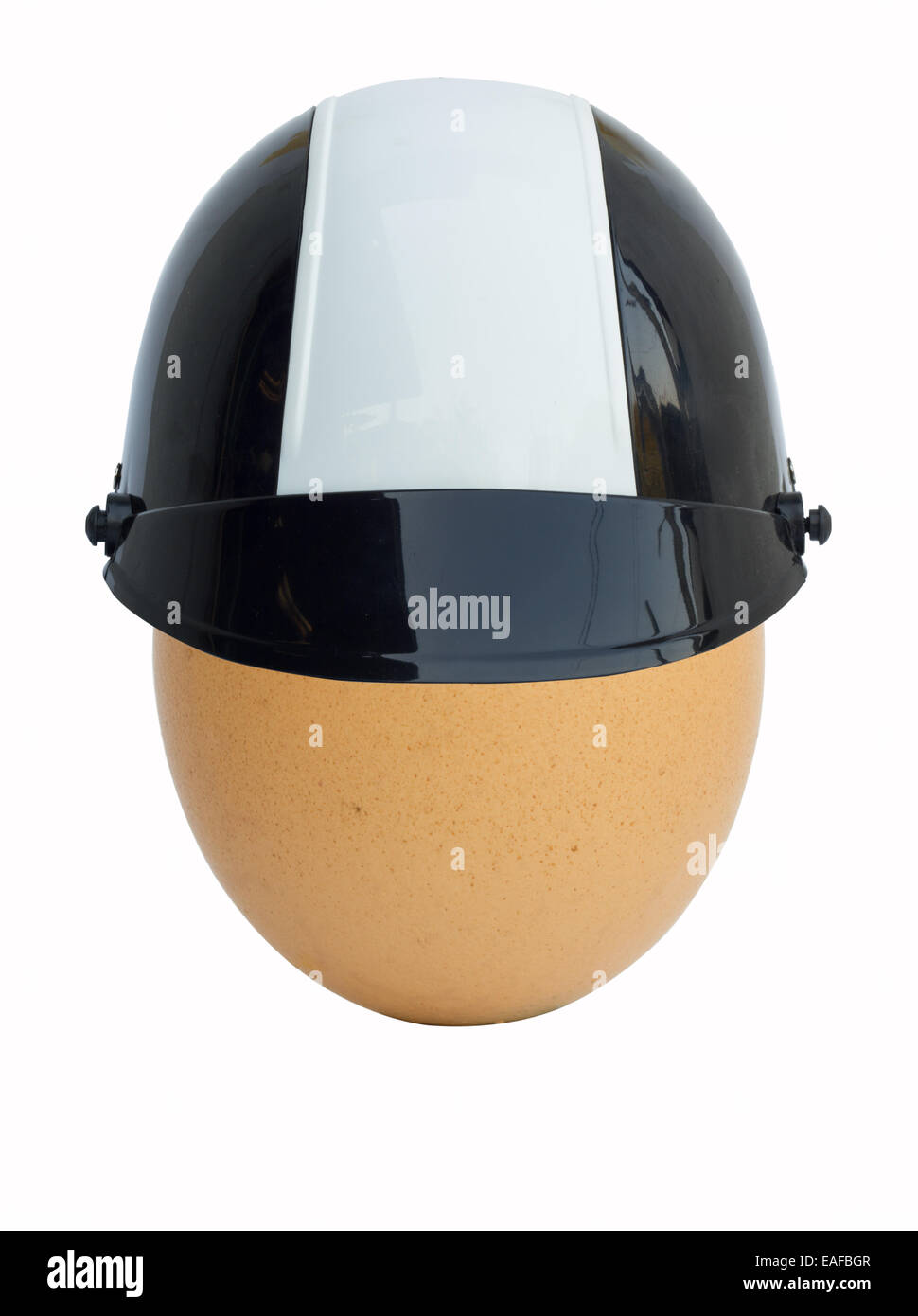 egg in helmet on isolated white background Stock Photo - Alamy