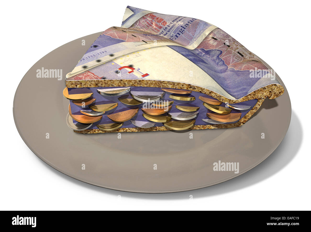 A concept of a sliced section of a regular baked pie with a crust made ...