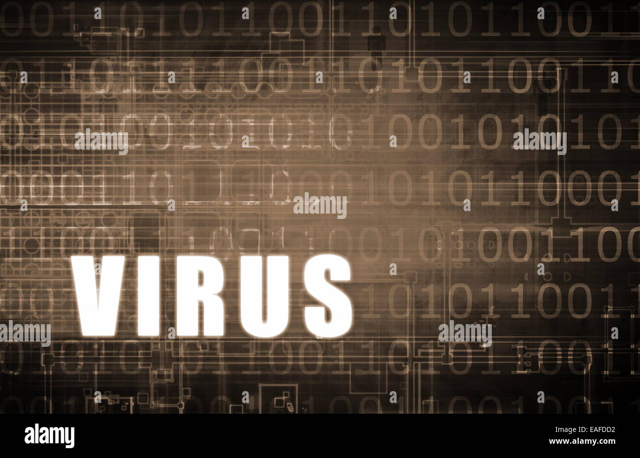 Virus on a Digital Binary Warning Abstract Stock Photo - Alamy