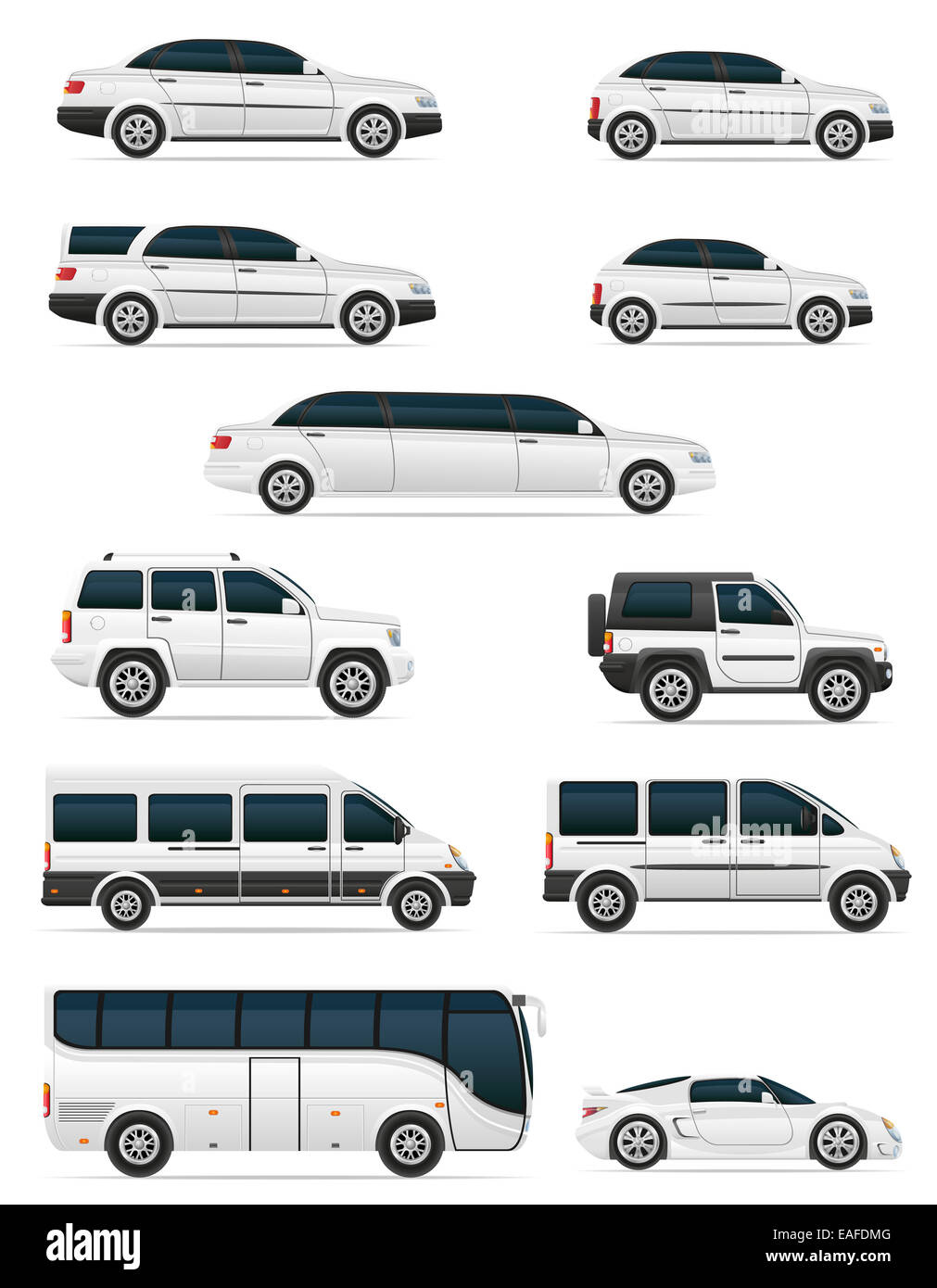 set of cars for the transportation passengers illustration isolated on ...