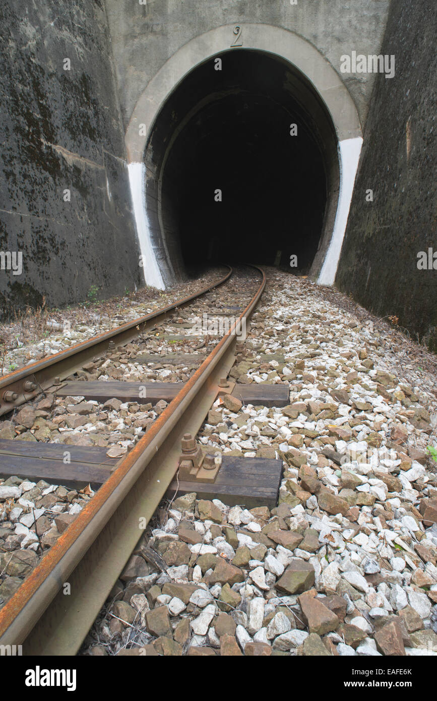 Train tunnel. Exterior railway road Stock Photo - Alamy