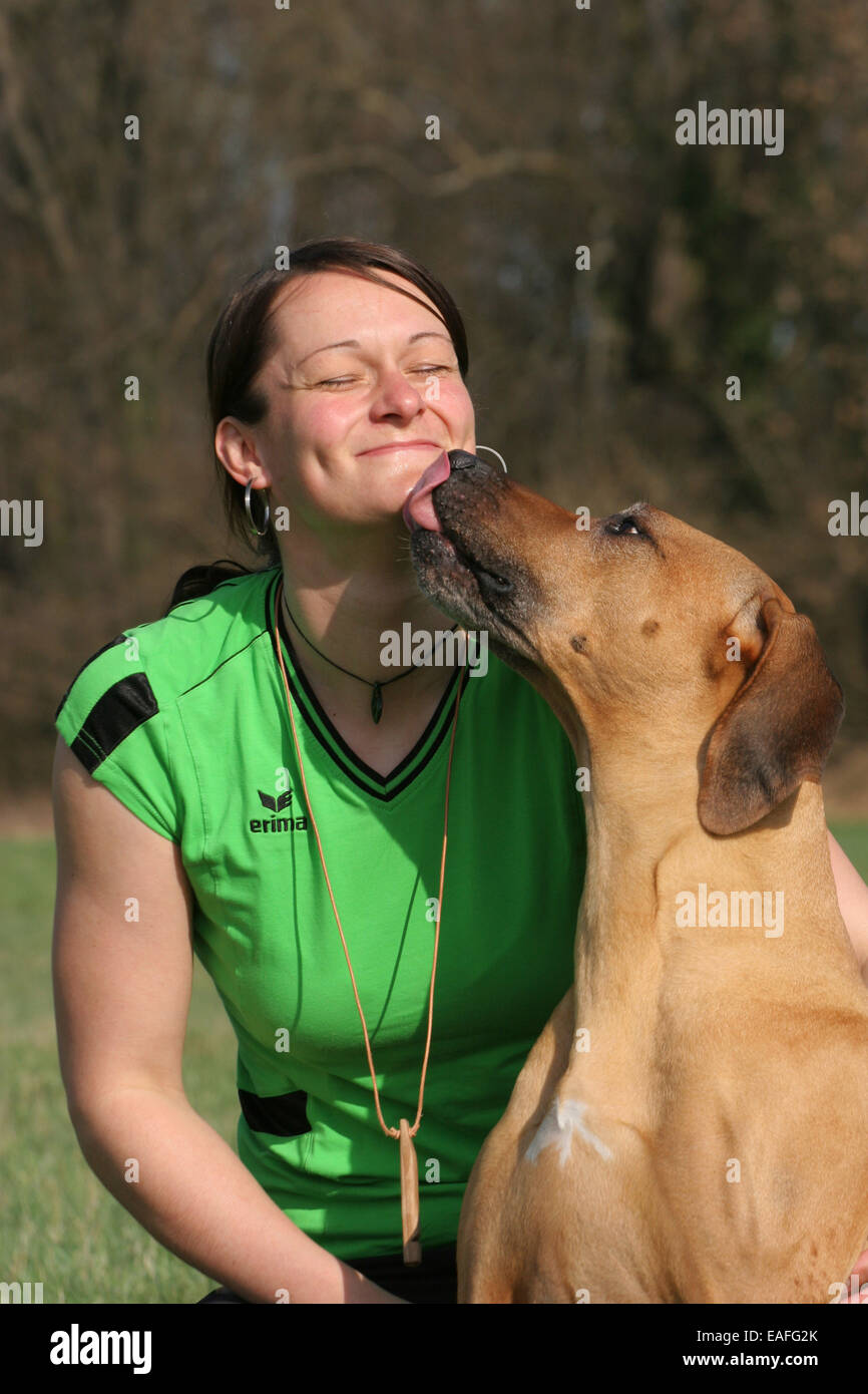 woman with Rhodesian Ridgeback Stock Photo - Alamy