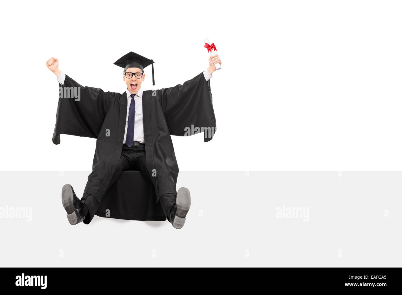 Graduation man diploma raising hi-res stock photography and images - Alamy