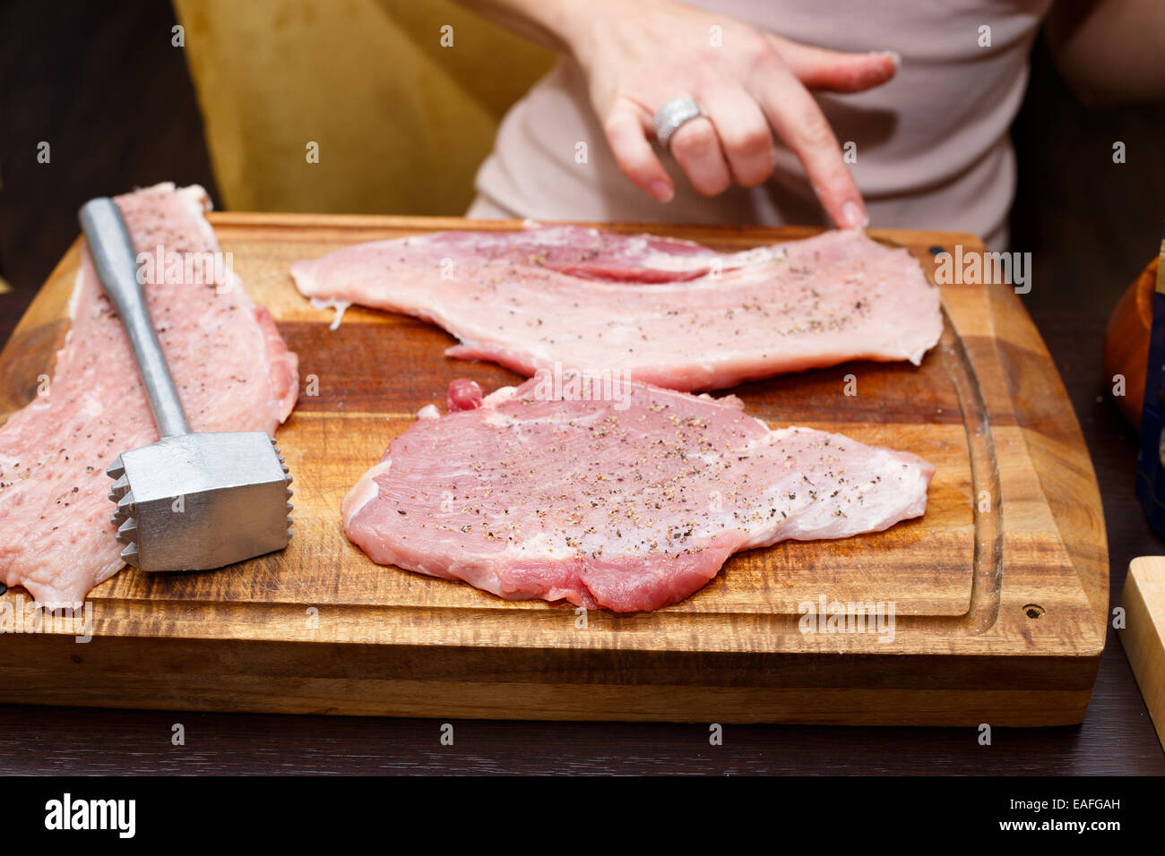 Preparation of pork Stock Photo - Alamy