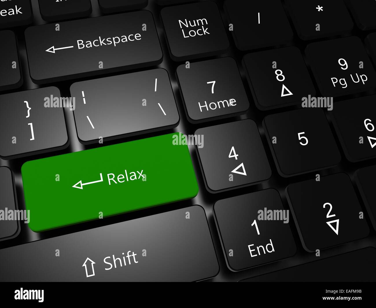 Button Relax. Relaxation concept. Laptop keyboard with button Relax ...