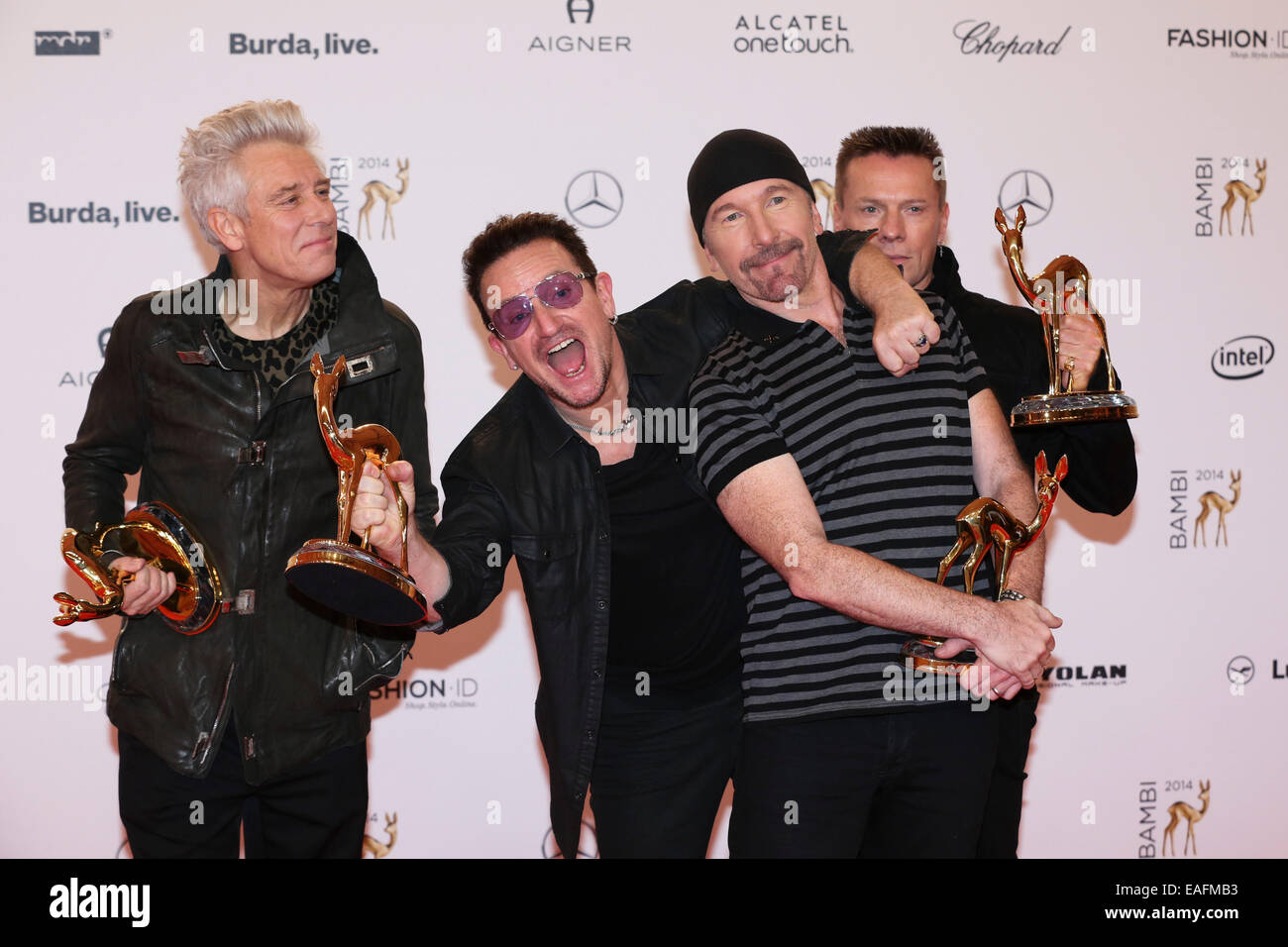 Berlin, Germany. 13th Nov, 2014. Irish Band U2 with singer Bono at the ...