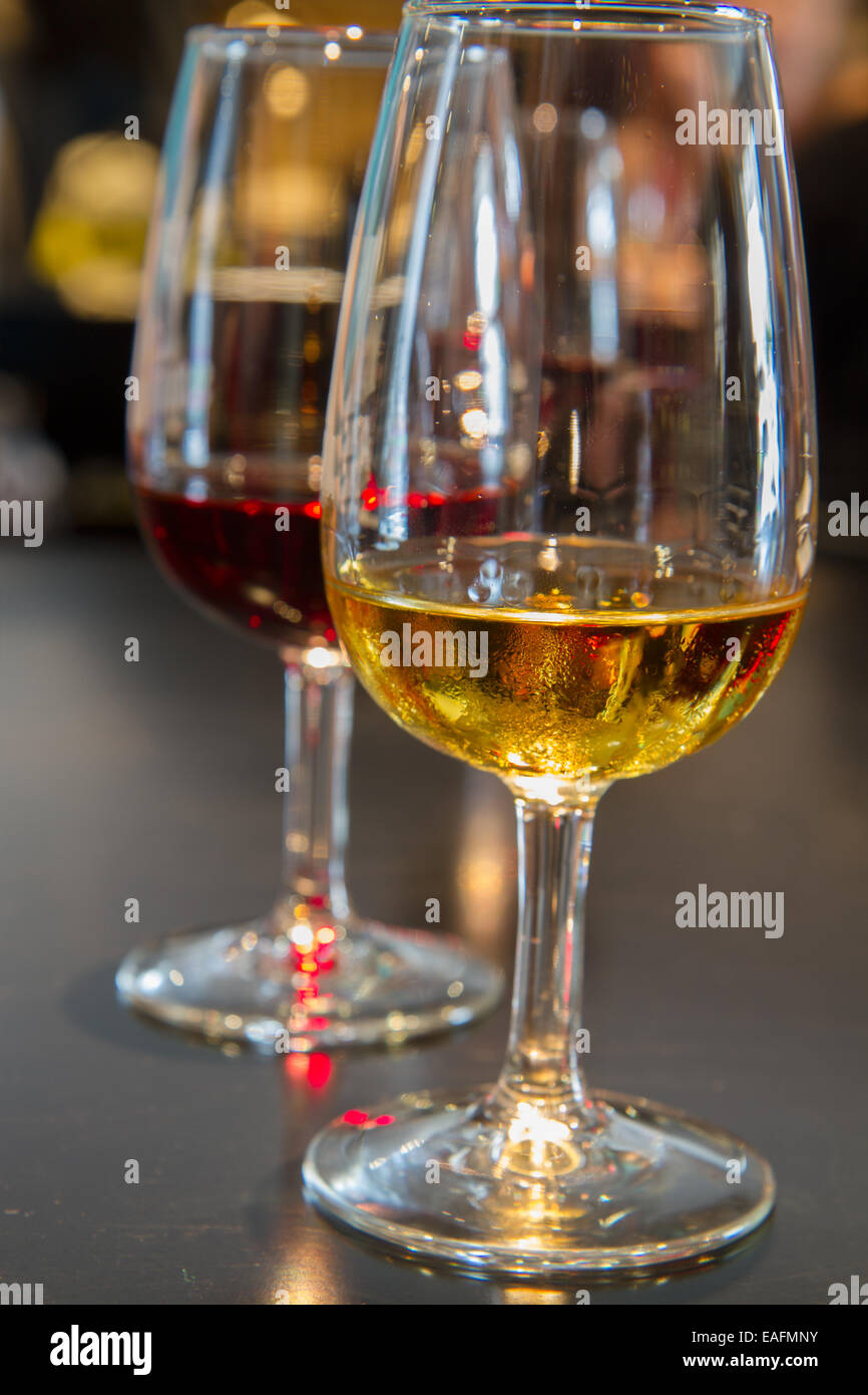 glasses of ruby port wine Stock Photo - Alamy