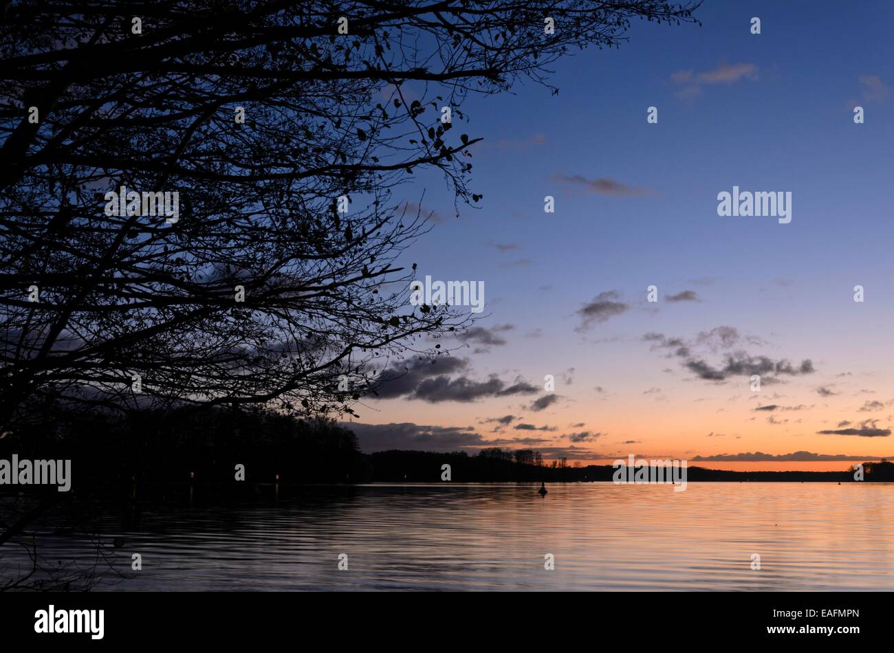 Sunset at Seddinsee, Gosener Wiesen Nature Reserve, Berlin, Germany ...