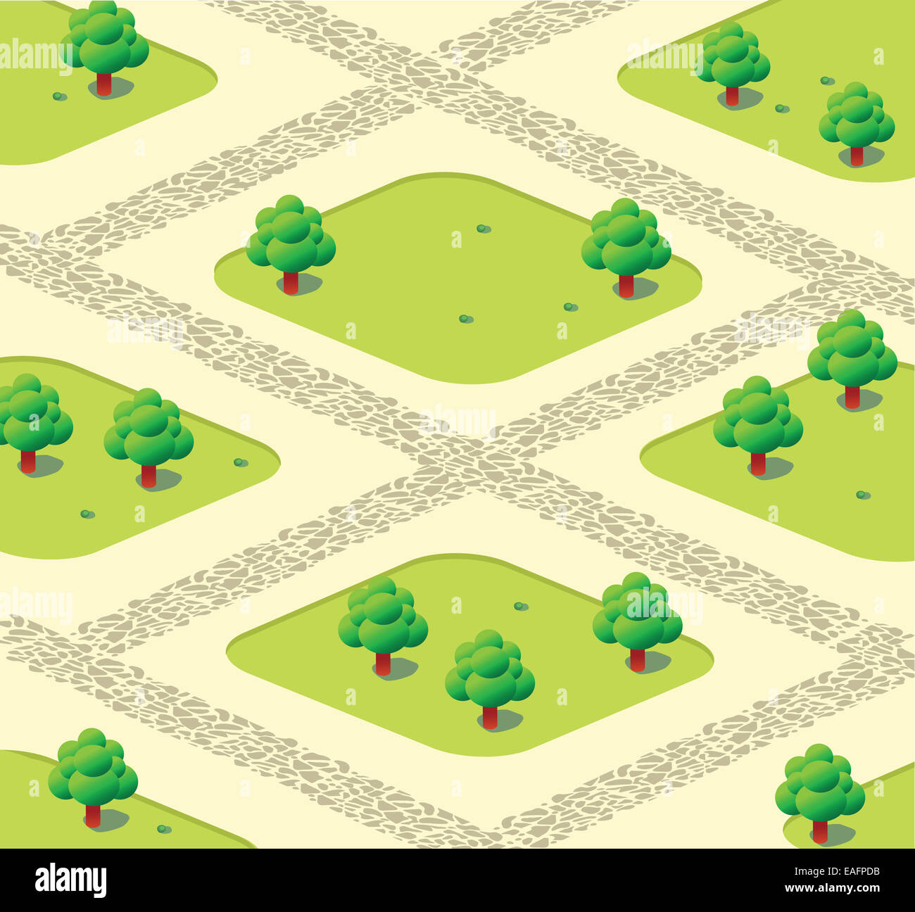 Vector urban garden with trees Stock Photo - Alamy