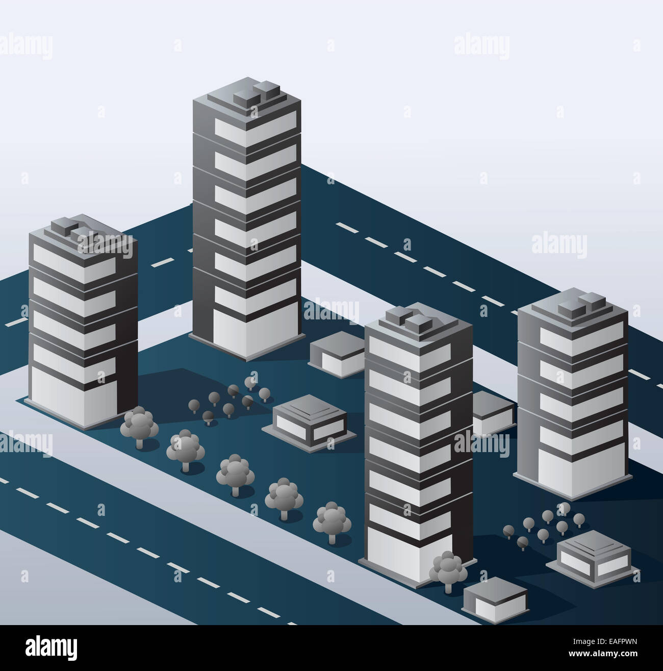 A perspective view of an urban area on a gray background Stock Photo ...