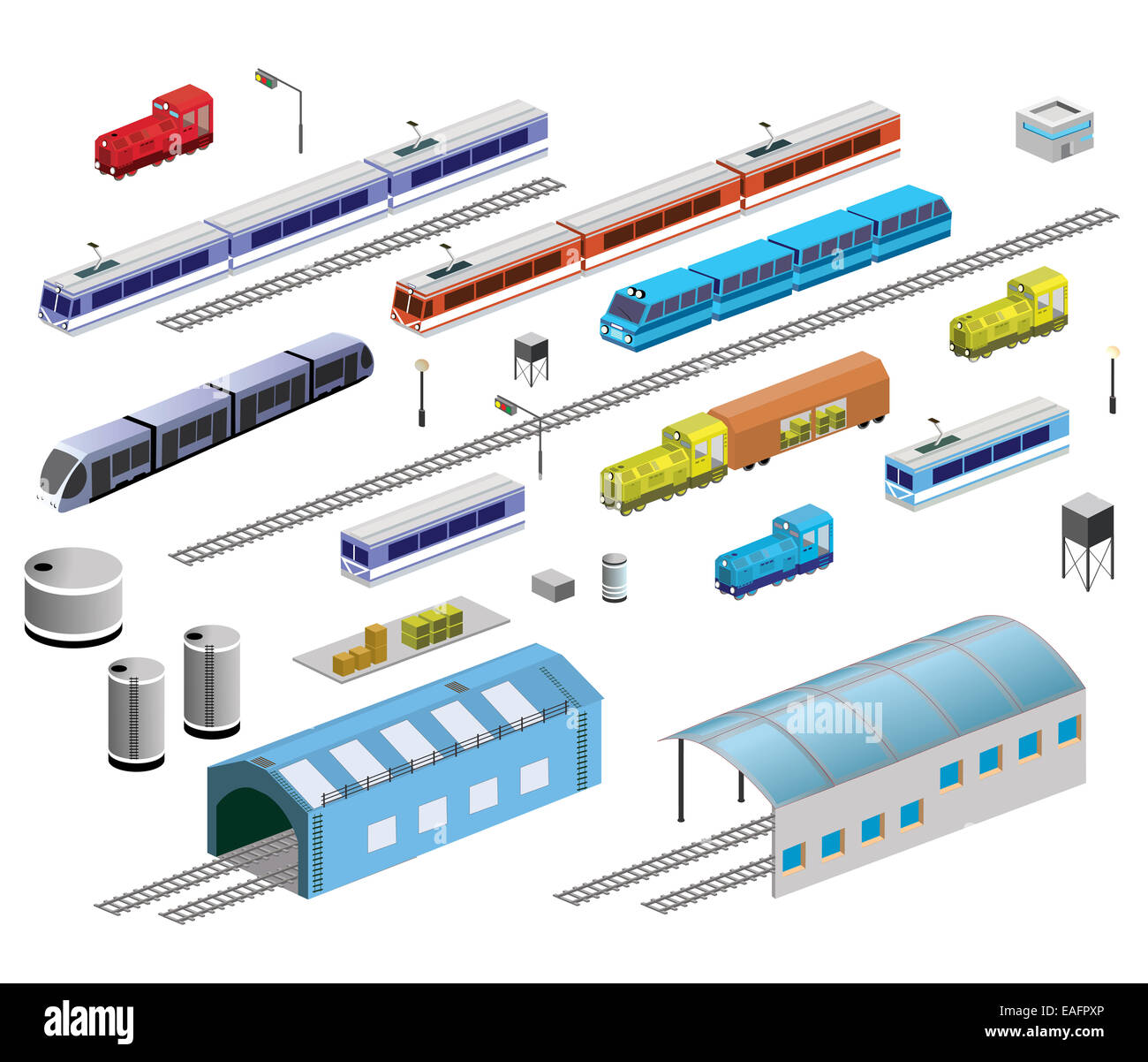 Isometric set of railroad equipment on a white background Stock Photo ...