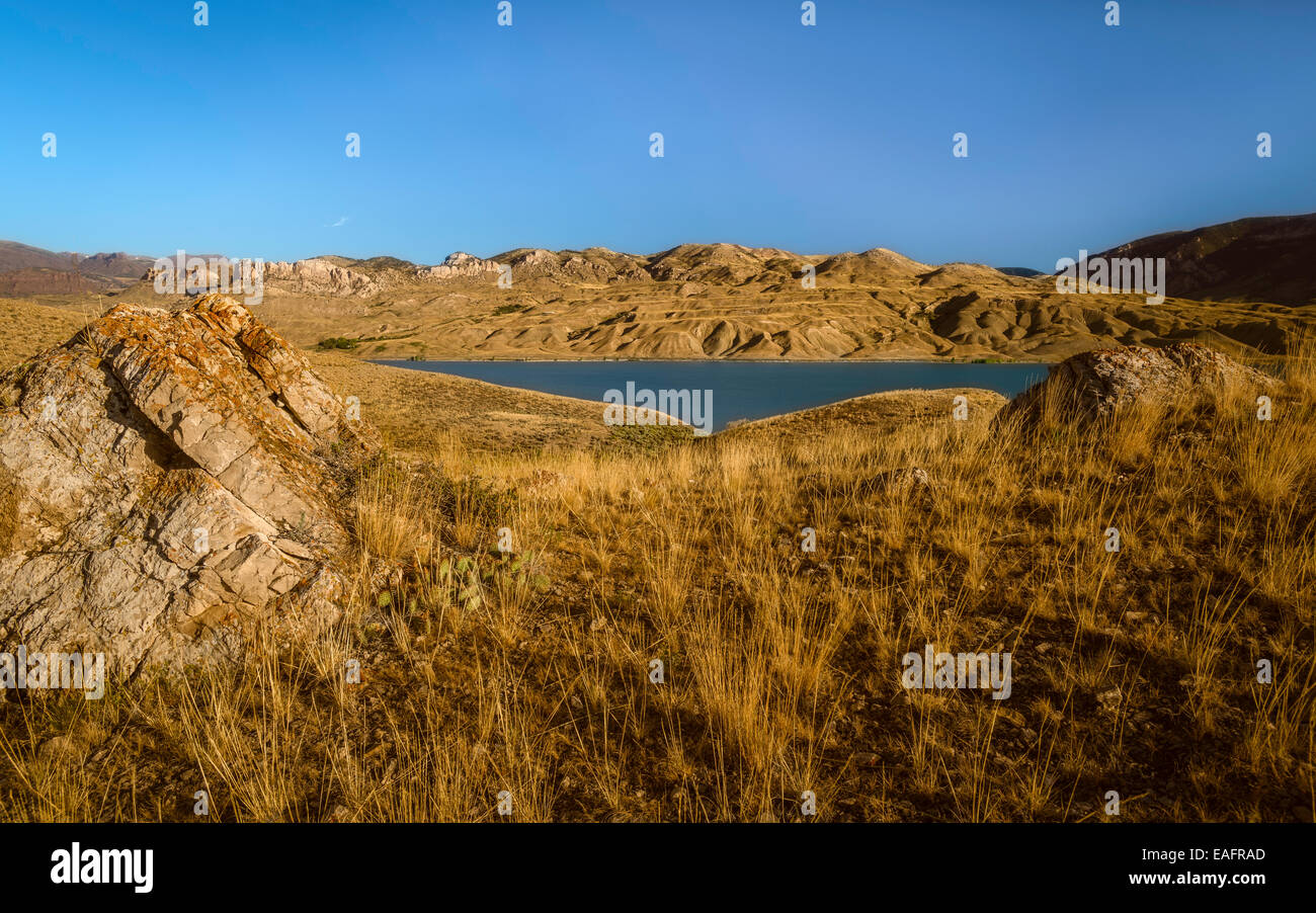 The rugged undulating landscape of Buffalo Bill State park showing the ...