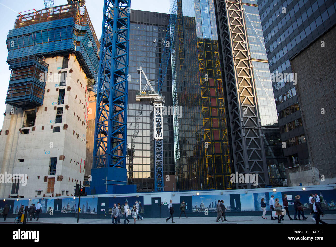 Construction site for The Pinnacle in the City of London, UK. Lift ...