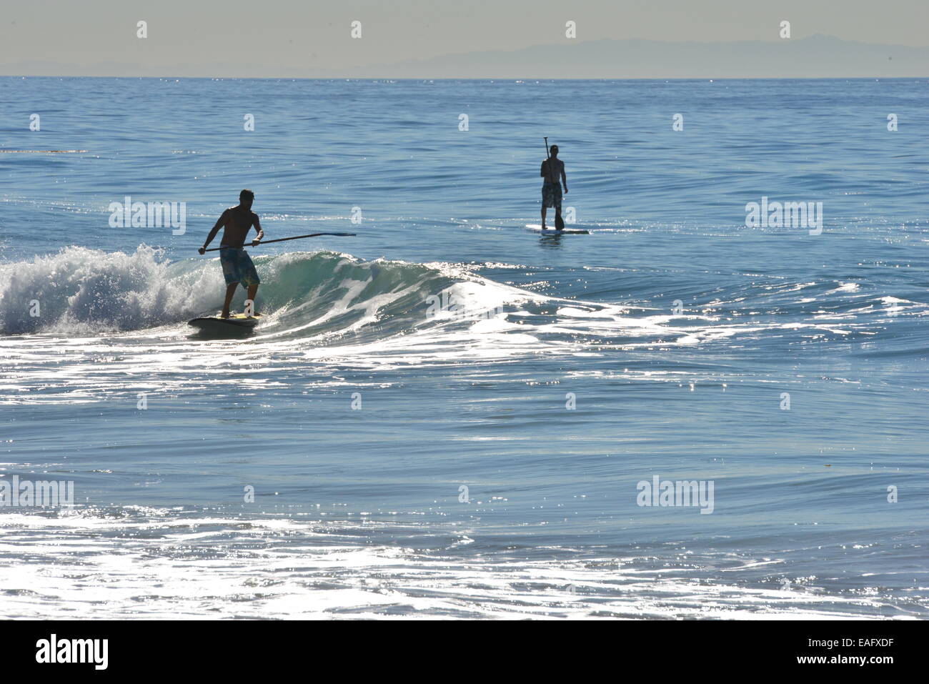 Surfing at Zuma beach California Stock Photo - Alamy