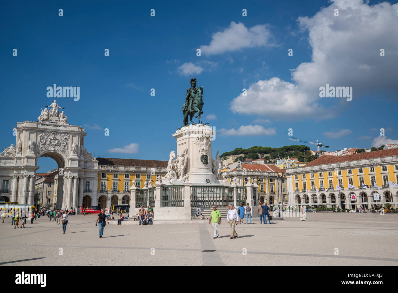 Commerce Square, Praca do Comercio, with Statue of King Jose I and Arco ...