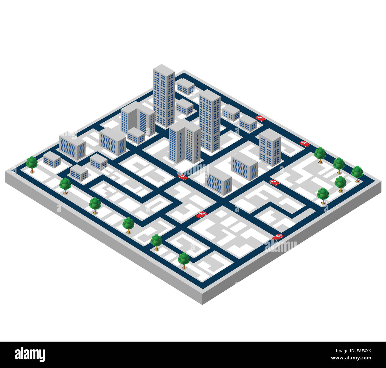 Isometric buildings on a city map on a white background Stock Photo - Alamy