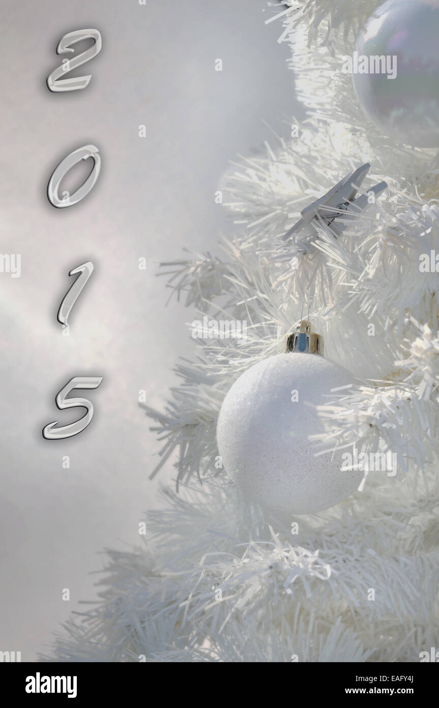2015 with a white Christmas tree decoration Stock Photo - Alamy
