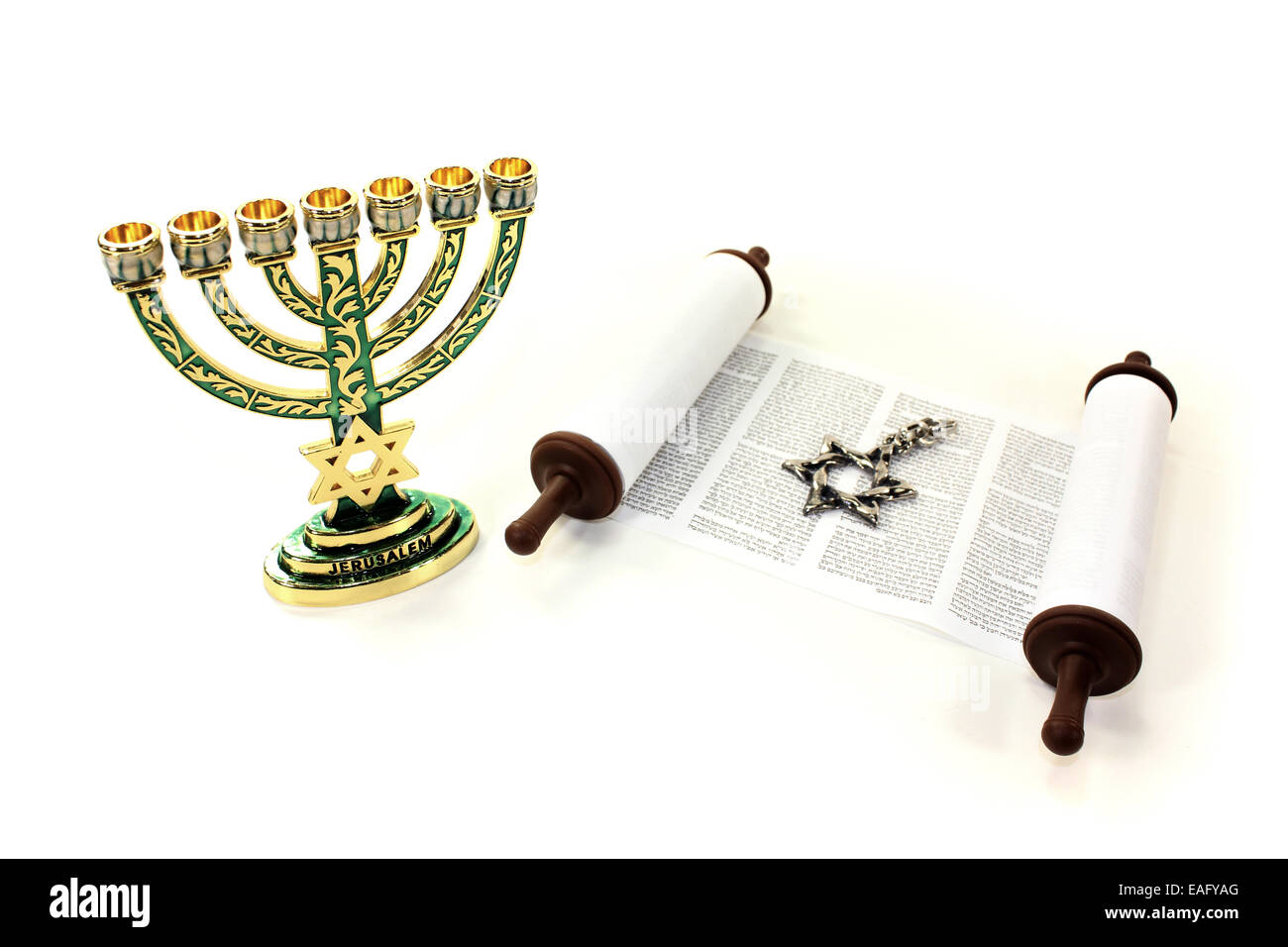 Menorah With Candles And Star Of David