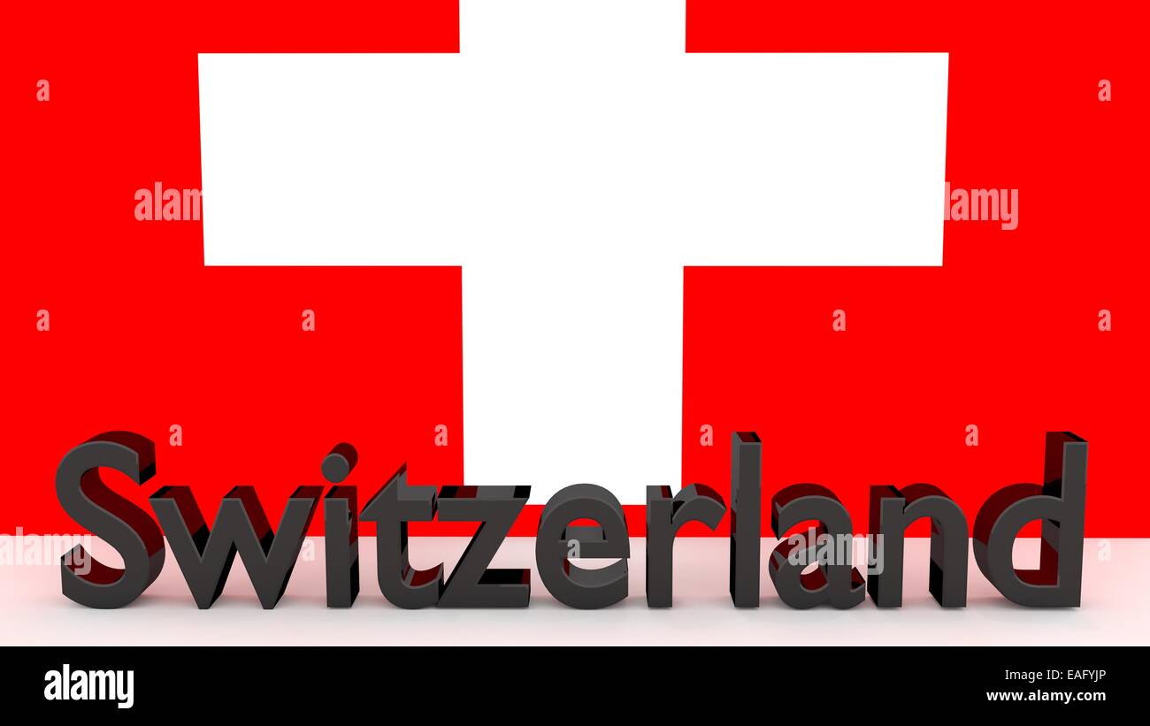 Writing Switzerland in front of a swiss flag Stock Photo - Alamy